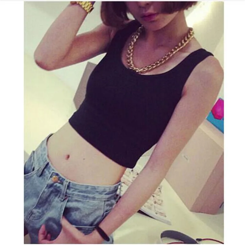 2019 Summer Slim Render Short Top Sexy Women Sleeveless U Croptops Tank