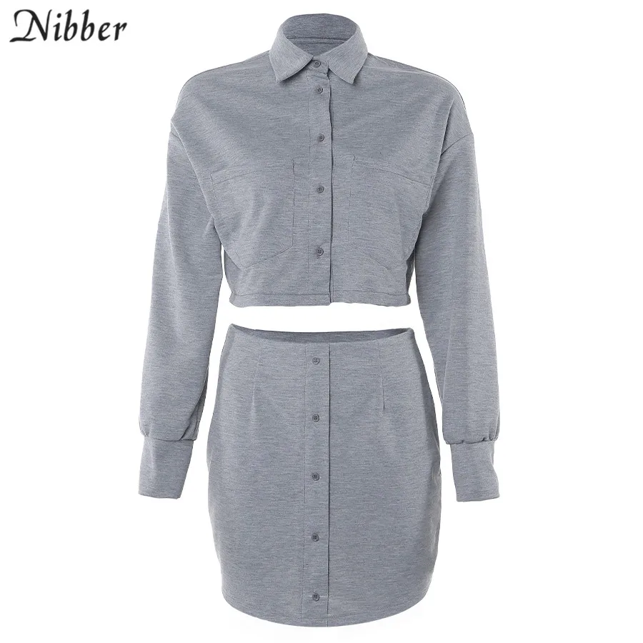 Nibber осень Харадзюку однотонный Свитшот топы Юбки женские 2шт наборы ...