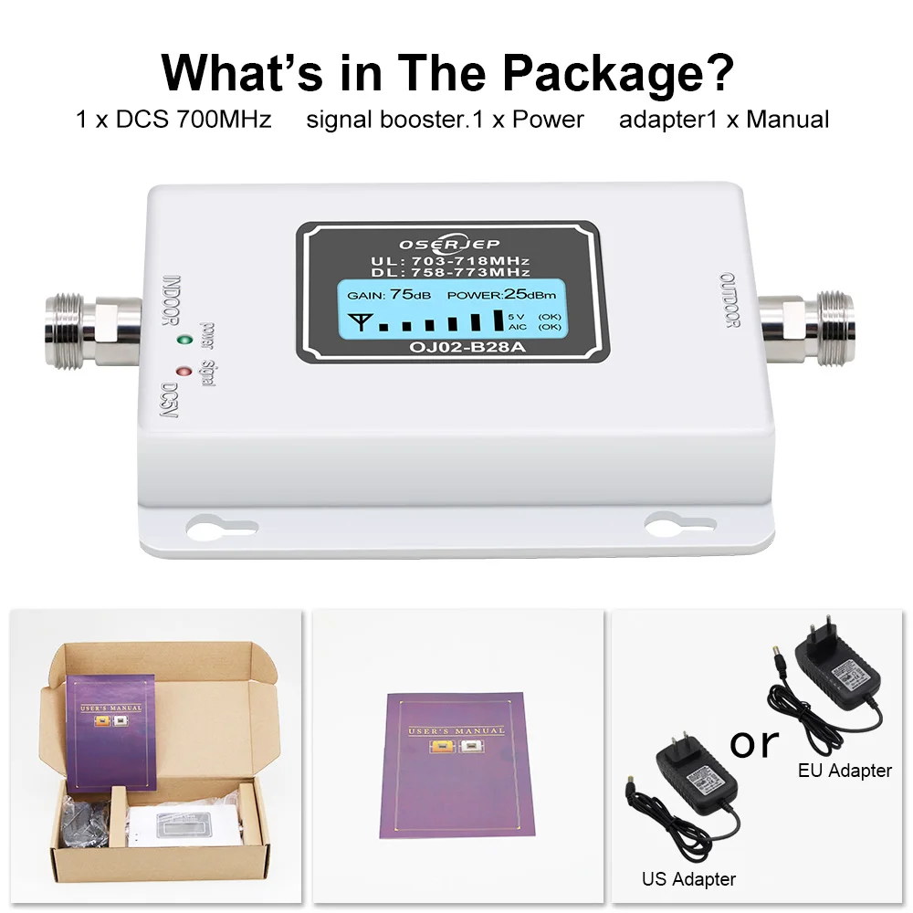 B28A 700mhz LCD Display Powerful Cell Phone Signal Booster 70dB Gain 4G ...