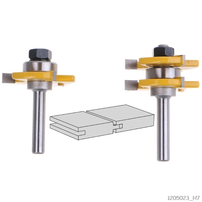 2pcs 8mm Shank Tongue Groove Joint Assembly Router Bit Set 3teeth T ...