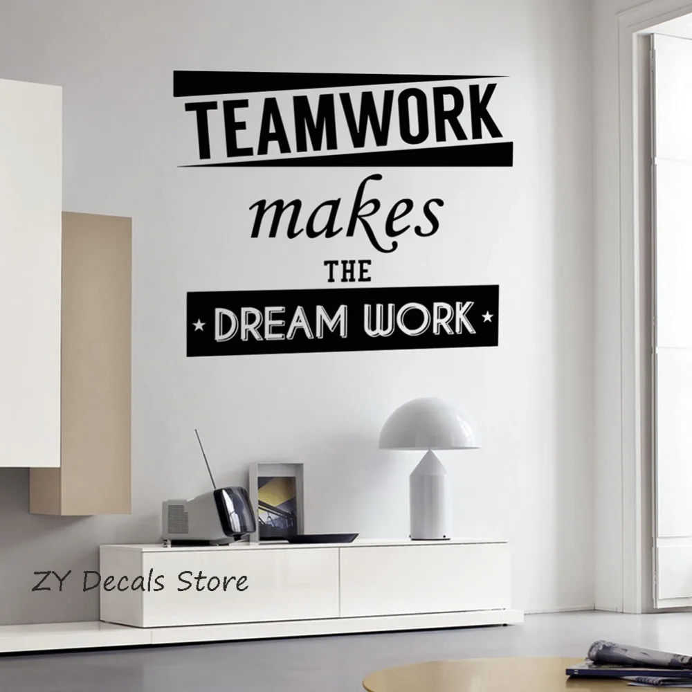 Words-Wall-Stickers-Quote-Teamwork-makes-the-Dream-Work-Home-Bedroom ...