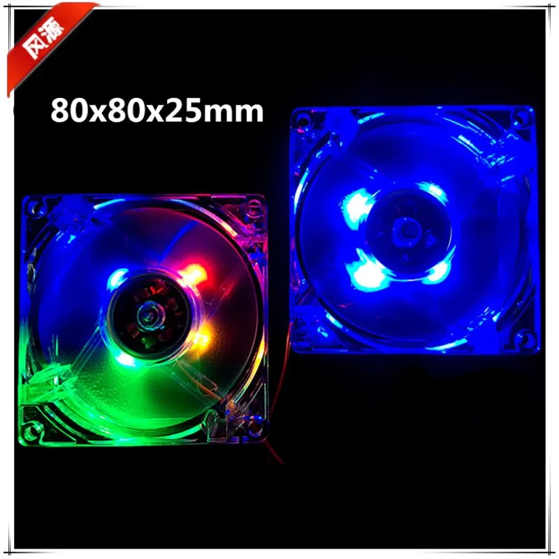 New 8025 80MM 80x80x25mm Led Cooling Fan With Multicolor And Blue ...