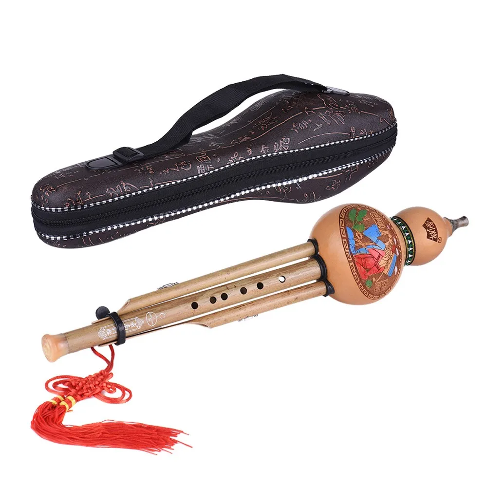 C Chave Artesanal de Bambu Hulusi Cabaça Cucurbit Flauta Instrumento ...