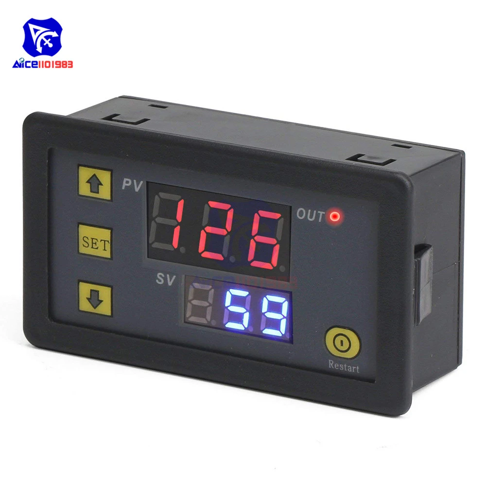 Dc 12v Digital Cycle Timer Delay Relay Board Module With Dual Time Red/blue Led Display Timing ...
