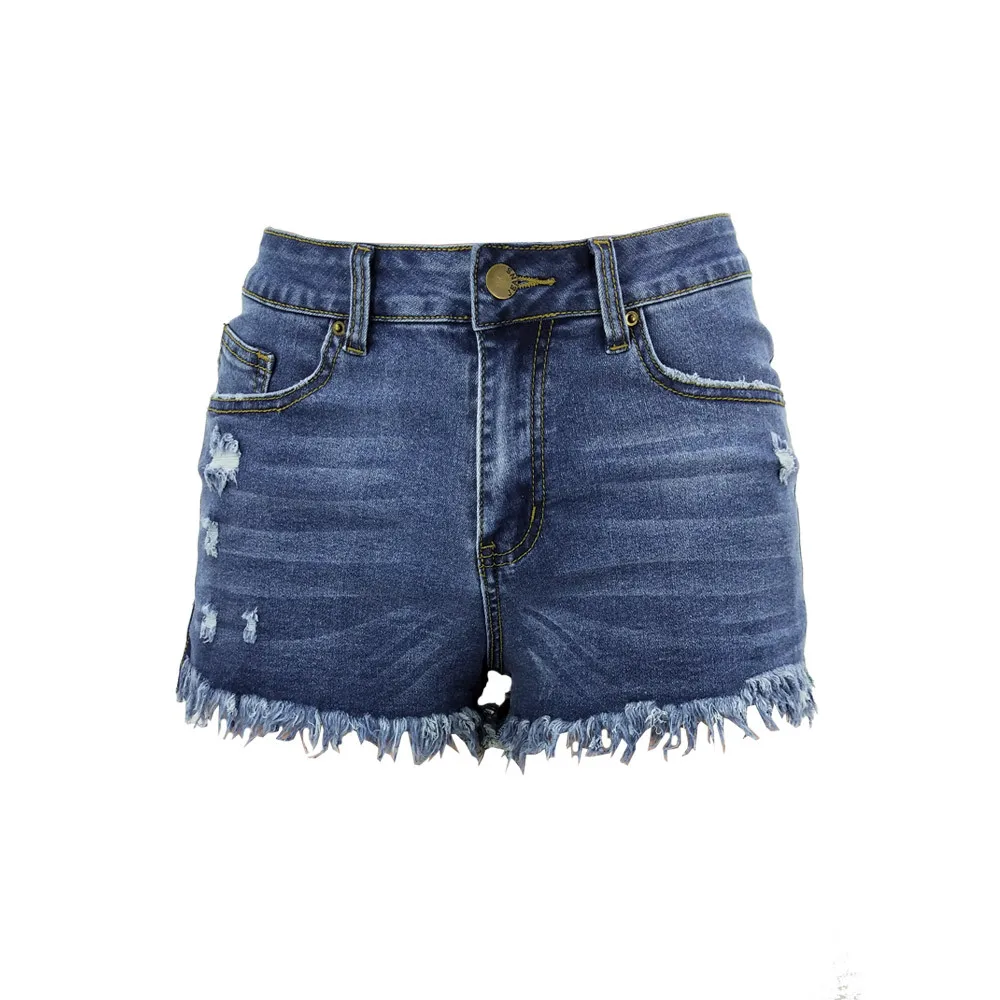 Denim Hot Shorts Women Mid Rise Frayed Raw Hem Ripped Denim Short Jeans ...
