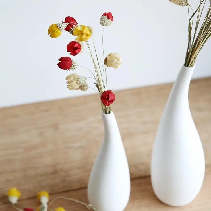Nordic Simple Water Drop Vase Pure White Vegetarian Ceramic Vase ...