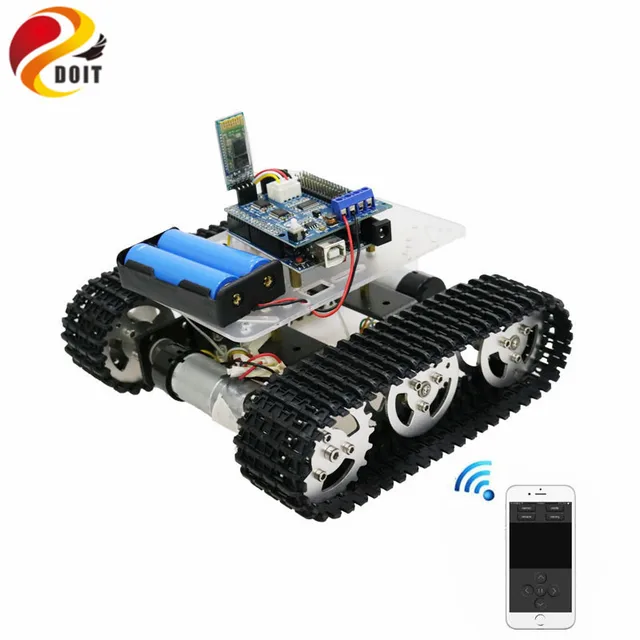 Mini T100 Handle/Bluetooth/WiFi RC Control Robot Tank Chassis Car Kit ...