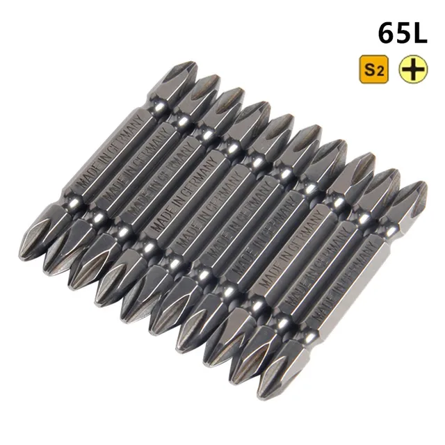 10pcs 65mm 1/4"(6.35mm) Phillips Screwdriver Bit With Magnetic S2 PH2 Double Ended Power Driver ...