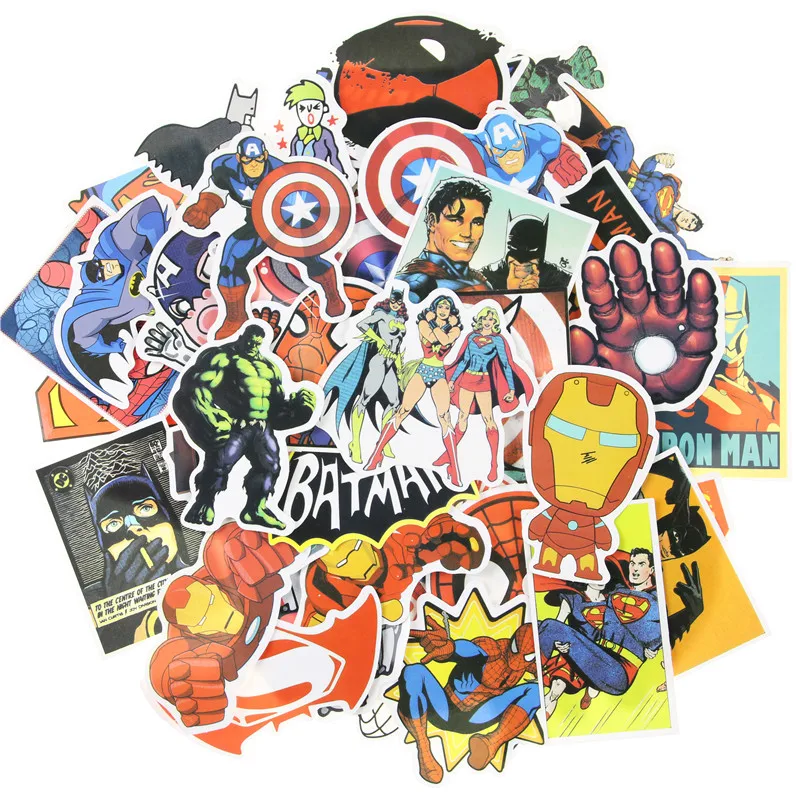 NEW 50 Pcs/Lot Stickers For MARVEL Super Hero DC For Car Laptop ...