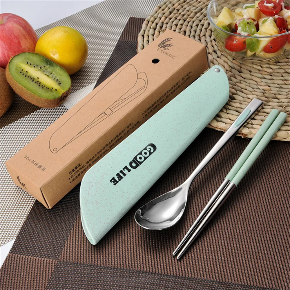 Kitchen Portable Dinnerware Sets Creative 304 Stainless Steel Tableware ...