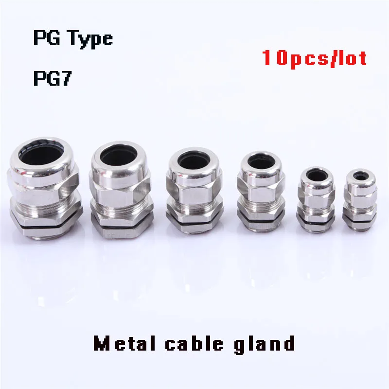 Metal-Cable-Gland-Connector-10pcs-PG7-PG9-PG11-PG13-Nickel-Brass-Wire-Glands-conduit-wire ...