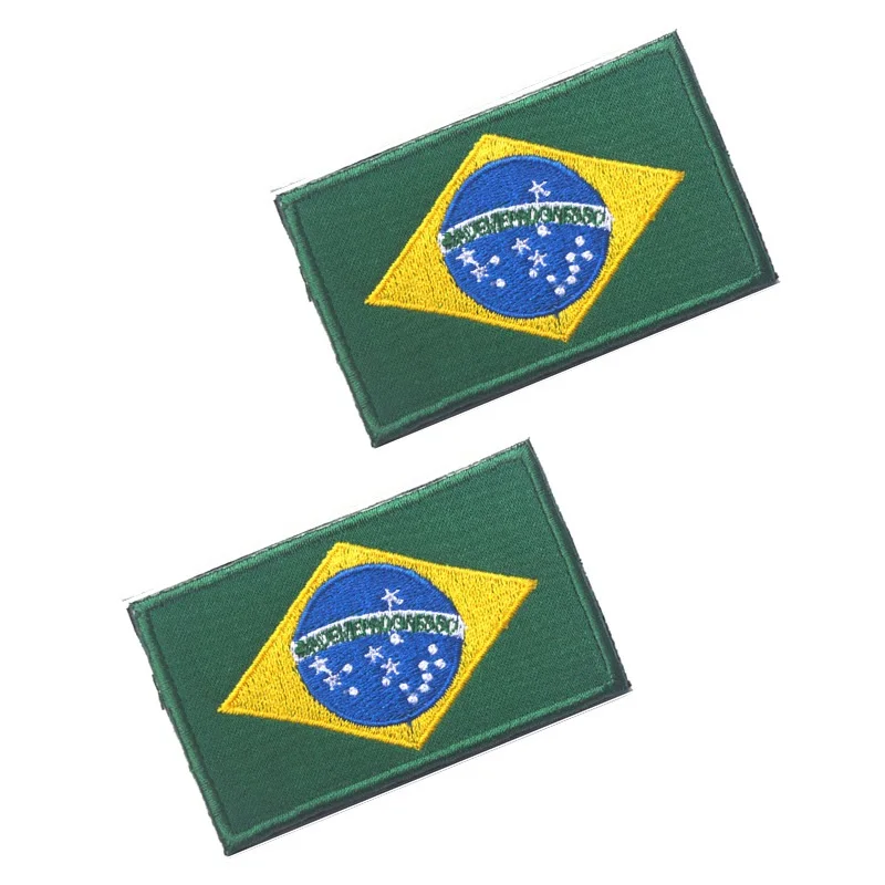 Embroidered Brazil Flag Patch Brazilian Brasil National Emblem Patch Tactical Patch Hook Loop ...