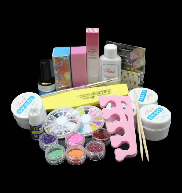 Ft 80 Full Acrylic Glitter Powder Glue File French Nail Art Uv Gel Tips
