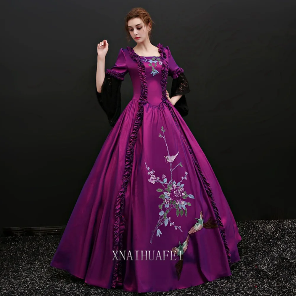 18th Century Rococo Purple Royal Court Dress Retro Baroque Clothing ...