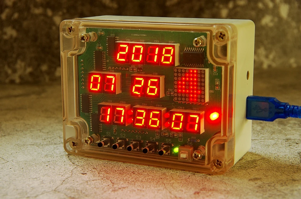 Multi Function Digital Tube 14 Led Dot Matrix Electronic Clock Diy Kit ...