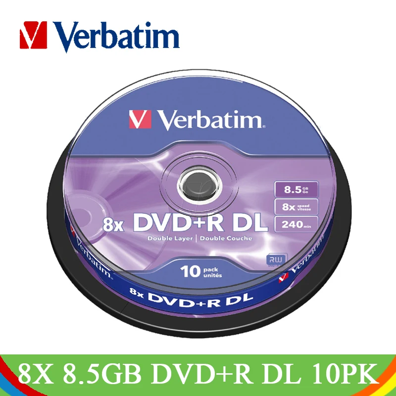 Verbatim Dvd Drives10Pk Spindle DVD+R DL 8.5GB8x Bluray Blank CD Disks ...