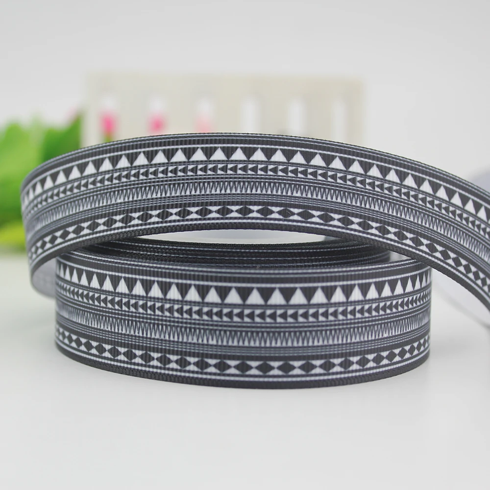 1-aztec-printed-grosgrain-ribbon-25mm-black-ribbons-for-decoration ...