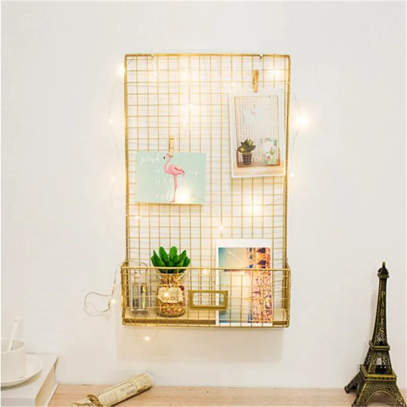 Multi function DIY Iron Grid Photo Wall Decor Wall Hanging Mesh Display ...