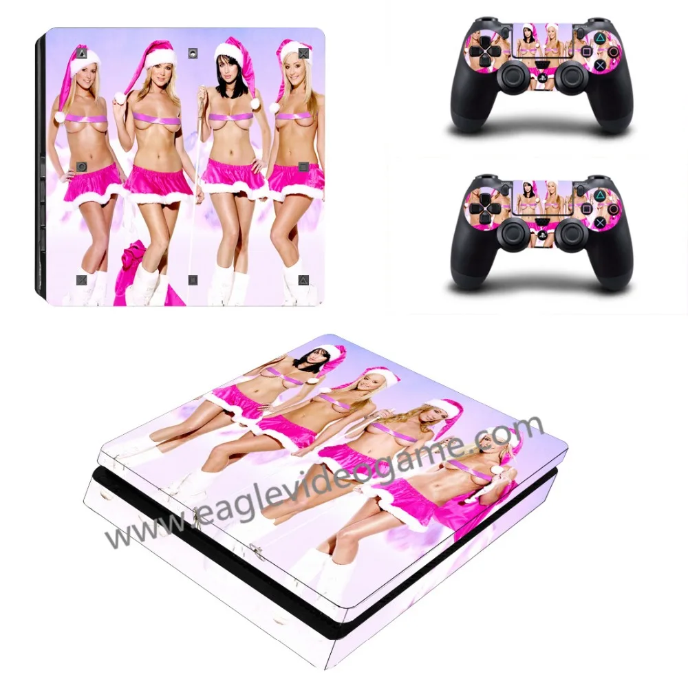 5 styles Sexy Women skin protective decals for PS4 slim Console and 2pcs Controller Decals ...