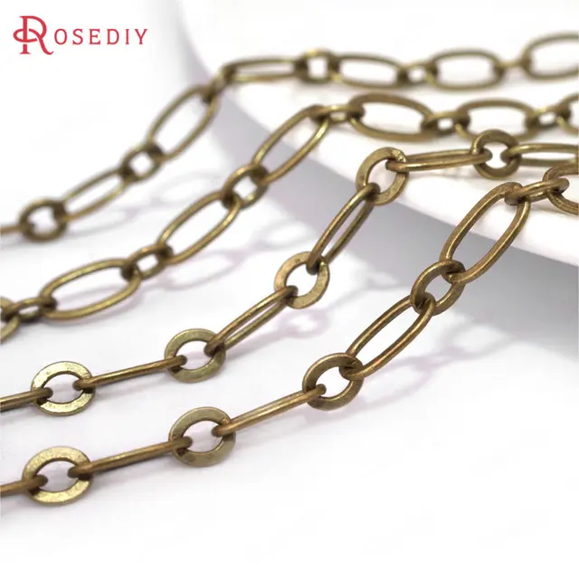 (20005)5 Meters 2MM 4MM Bronze Copper 1+1 Figaro Chains Flat Long Oval ...