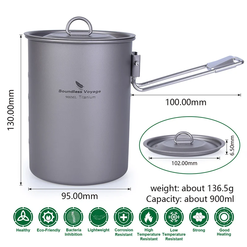 Boundless Voyage Titanium Pot 900ML - Rhino Camping
