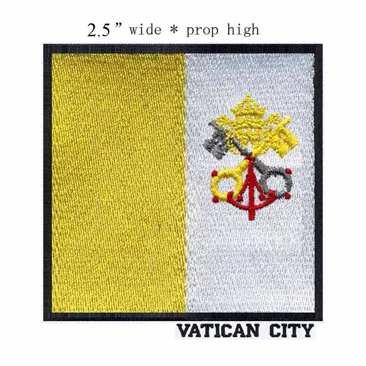 Vatican City 2.5" Wide Military Insignia Chaqueta Moto Embroidery Flag ...