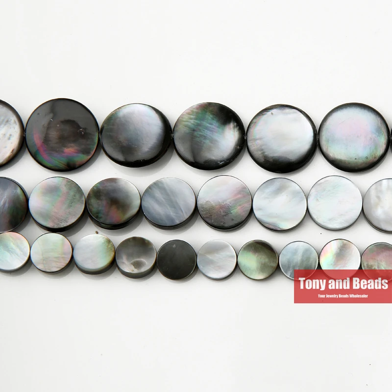 (one 15" Strand =1Lot ! ) Black Lip Sea Shell Coin Loose Beads 11 15 ...