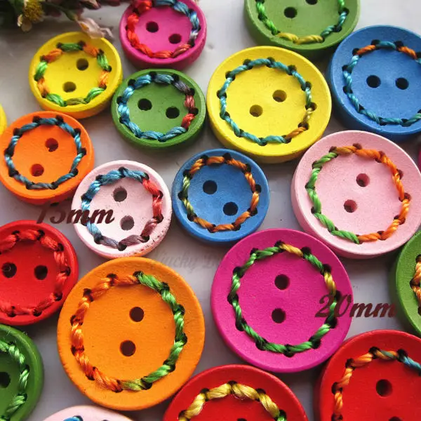 144pcs-15mm-20mm-Mixed-color-2-holes-colorful-sewing-thread-wood ...