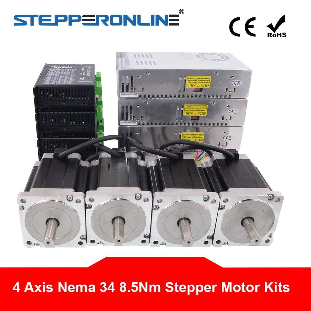4 Axis CNC Router Kit 8.5Nm(1204oz.in) Nema 34 Stepper Motor & Driver