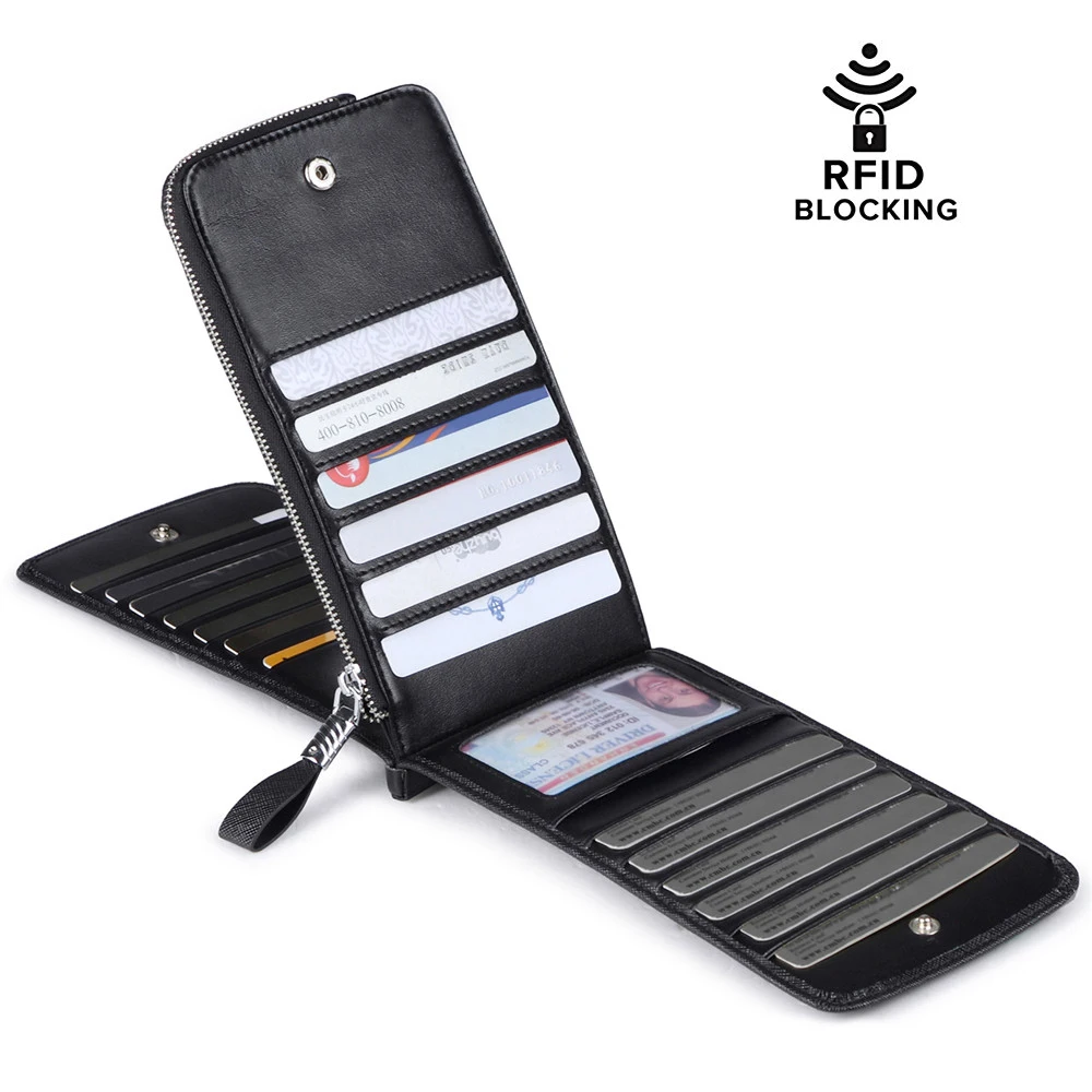Jeeburyee Women Credit Card Holder Wallet Leather Long Slim Large Capacity Rfid Female Multi
