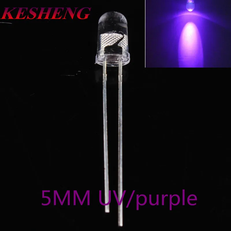100PCS-Super-Bright-5mm-Round-UV-Purple-Led-Emitting-Diode-F5-LED-light ...