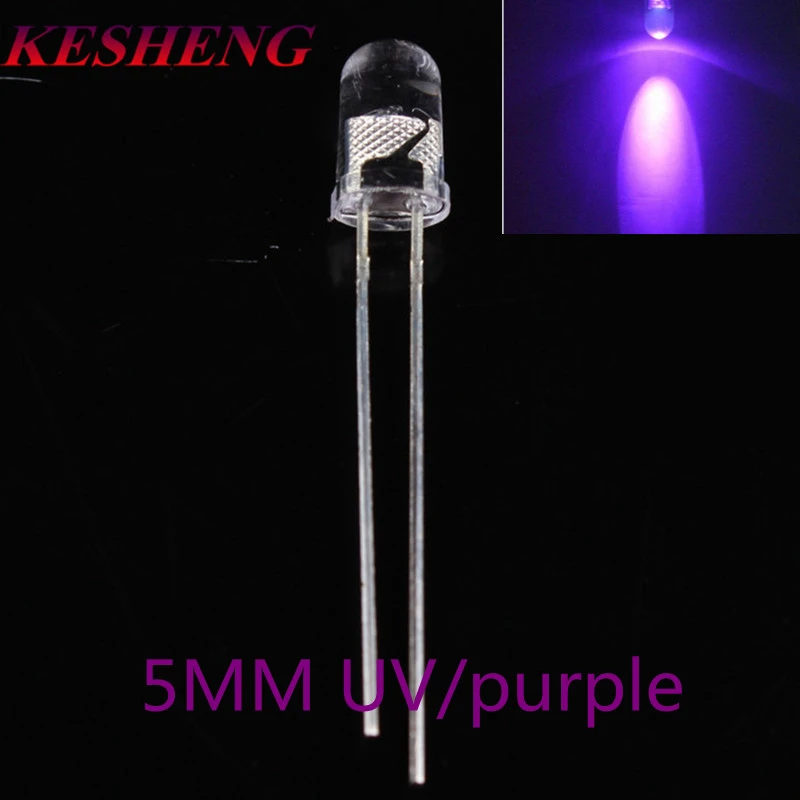 100pcs Super Bright 5mm Round Uv/ Purple Led Emitting Diode F5 Led ...