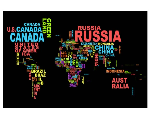 Creative World Map Word Text Wall Posters HD Large Modern Bedroom Home ...