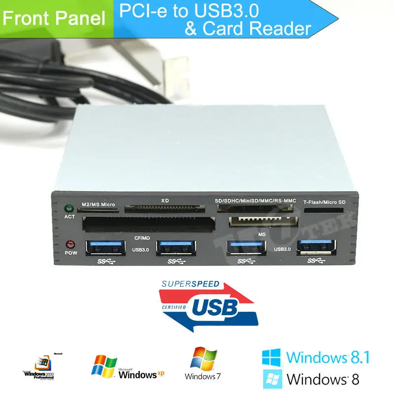 PCI e PCI Express to USB 3.0 USB3.0 Hub and Micro SD All in 1 Card ...