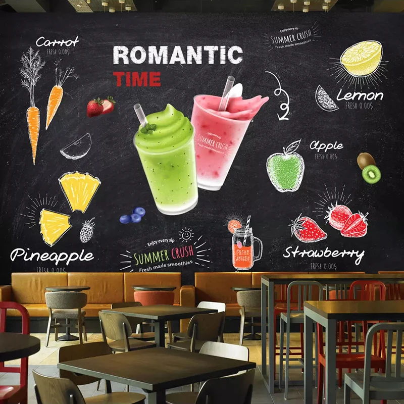 Custom Wall Mural 3d Creative Beverage Juice Art Wall Painting Bar ...