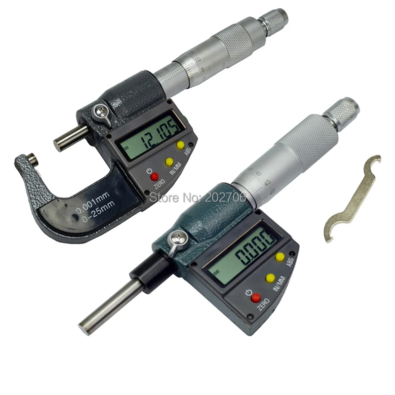 Digital Micrometer 0 25mm 0.001mm Metric/Inch Electronic Outside ...