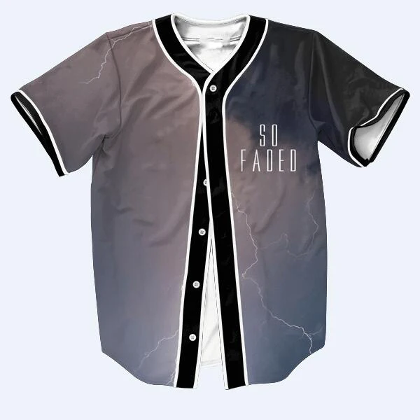 Mens Streetwear Baseball Jersey So Faded Letters Shirts Lightning 3D ...