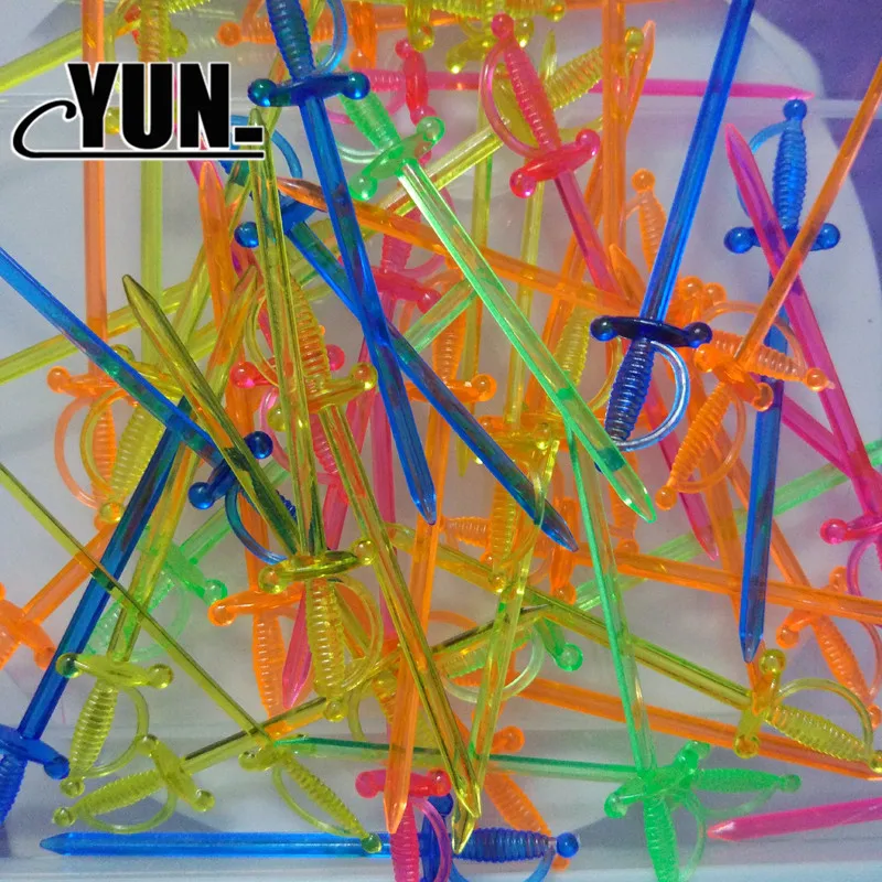 D-50pcs-Knight-Sword-Fruit-Fork-Plastic-Decoration-Kitchen-Bar-Kids ...