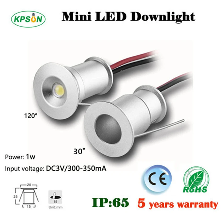 15pcs Free shipping Mini led spot downlight 30D/120D 1W cabinet lamp ...