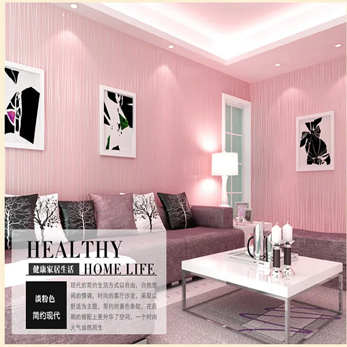 Rolo De Papel De Parede Cor Rosa E Lisa, Decoração Da Casa E Quarto ...