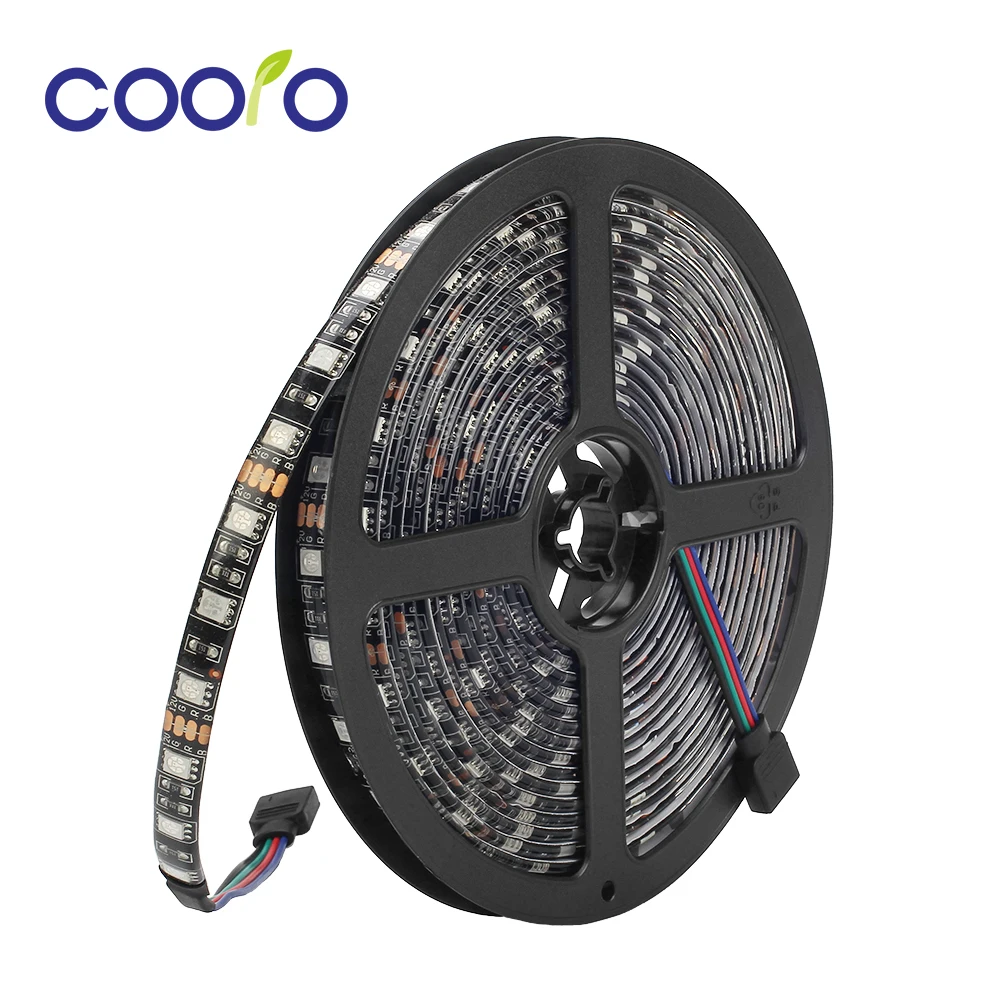 5050 LED Strip DC12V 60Led/M Black PCB Board 5M/Roll 300LEDS Non ...