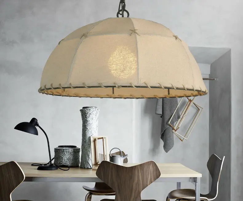 35cm American country linen suspended Ceiling lights bar shop cafe ...