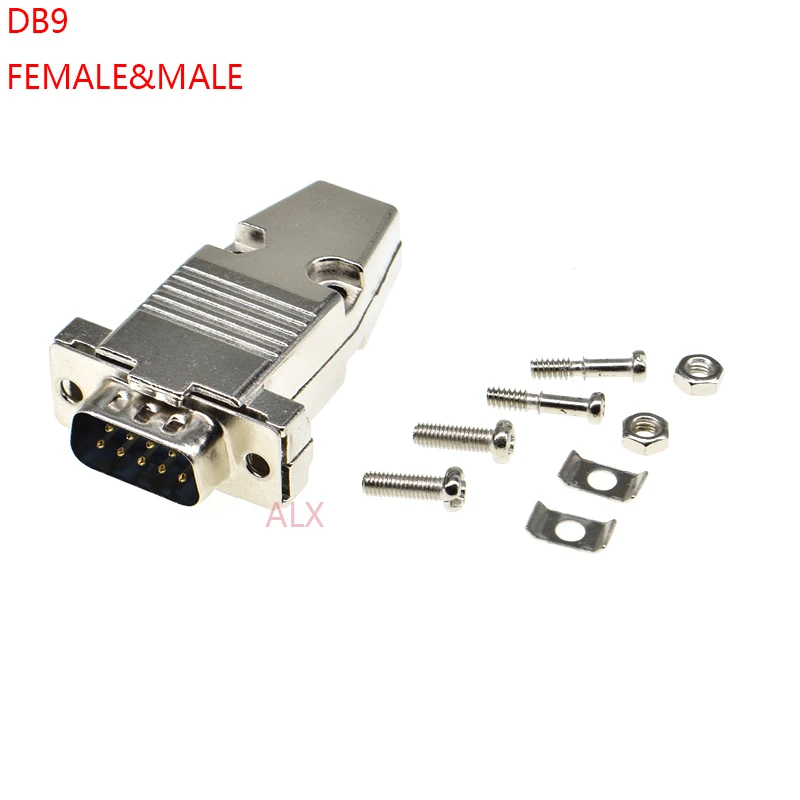 1set DB9 female MALE serial port CONNECTOR + metal shell Solder Type D ...