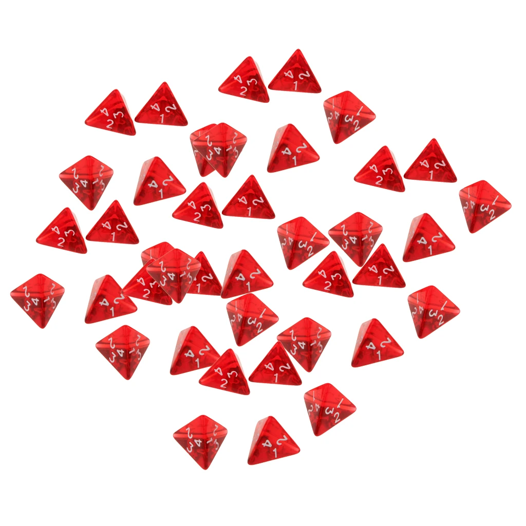 40 Pieces 4 Sided Dice Set D4 For Dungeons And Dragons Board Game Red ...