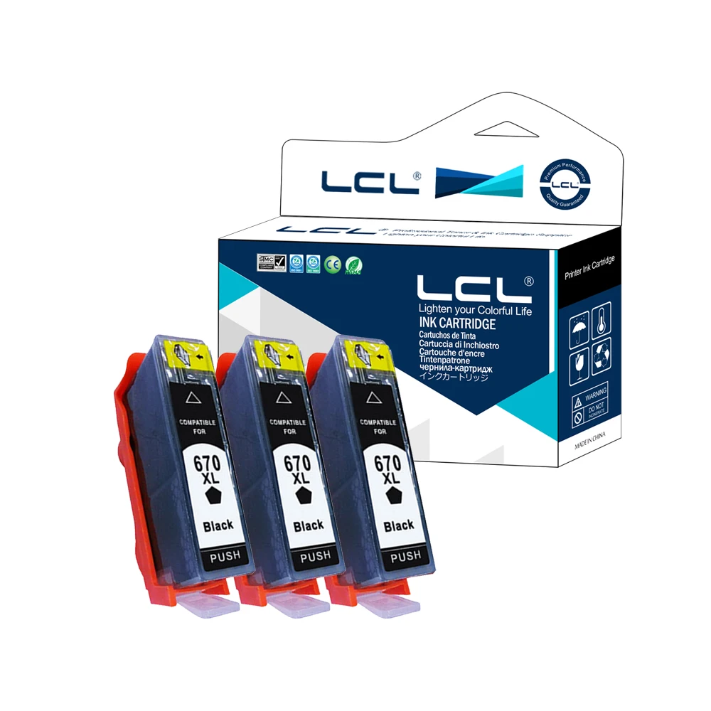 Lcl 670xl Cz117al 670 Xl (3-pack Black) Ink Cartridge Compatible For Hp ...