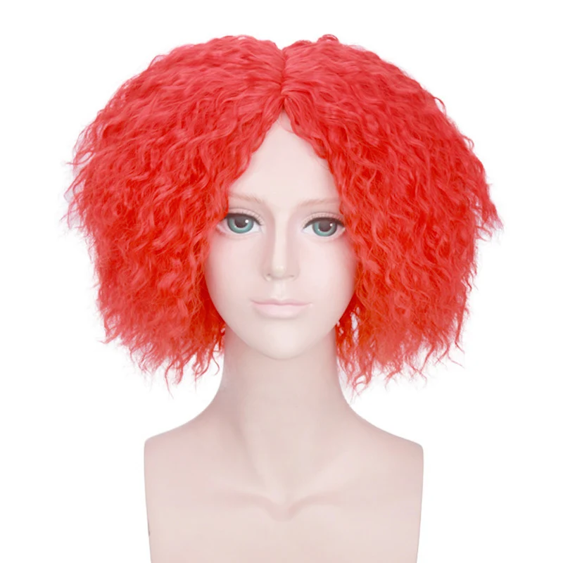 Alice In Wonderland Mad Hatter Orange Red Short Curly Wig Cosplay