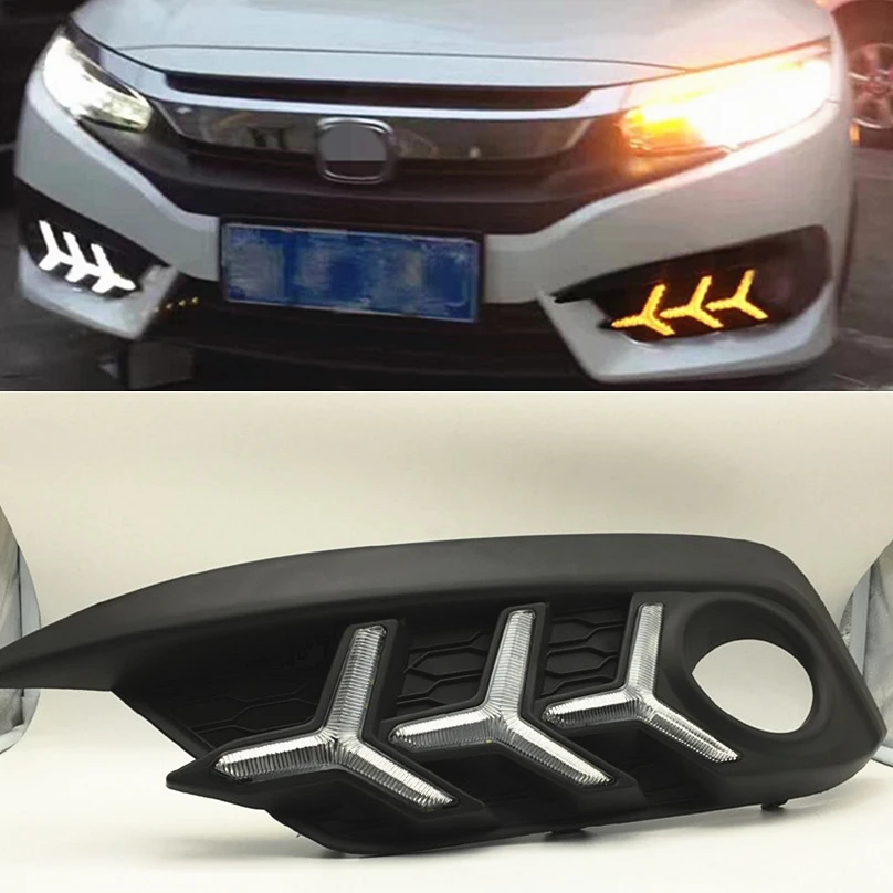 For Honda Civic 10th 2016 2017 2018 DRL LED Driving Daytime Running ...