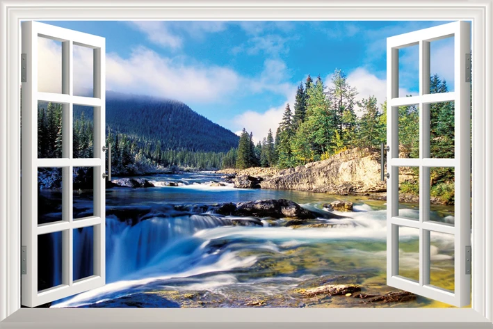 DIY window scenery outside fake windows sticker 70*46cm sofa background ...