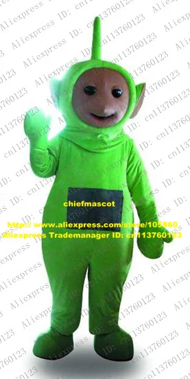 Lively Green Dipsy Teletubbies Mascot Costume Mascotte With Brown Round ...