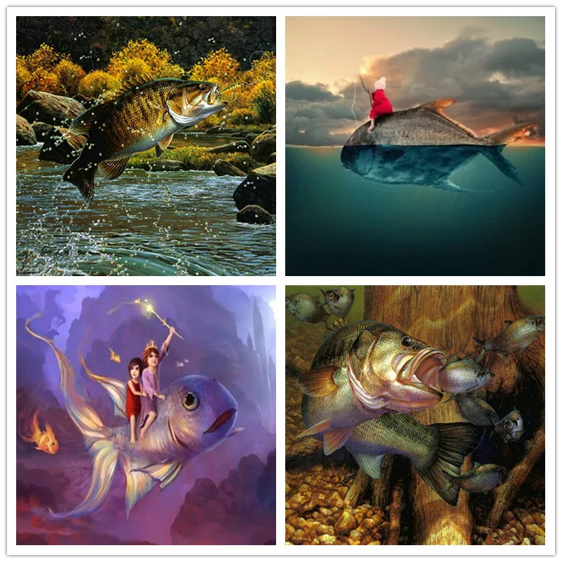 fish,animals,diamond painting,5d,diy,full,square,diamond embroidery ...